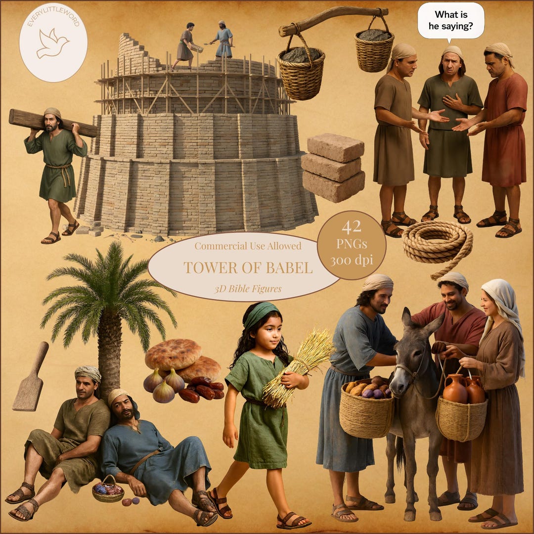 Tower of Babel Clipart, Old Testament Pngs, Bible Characters Clipart ...
