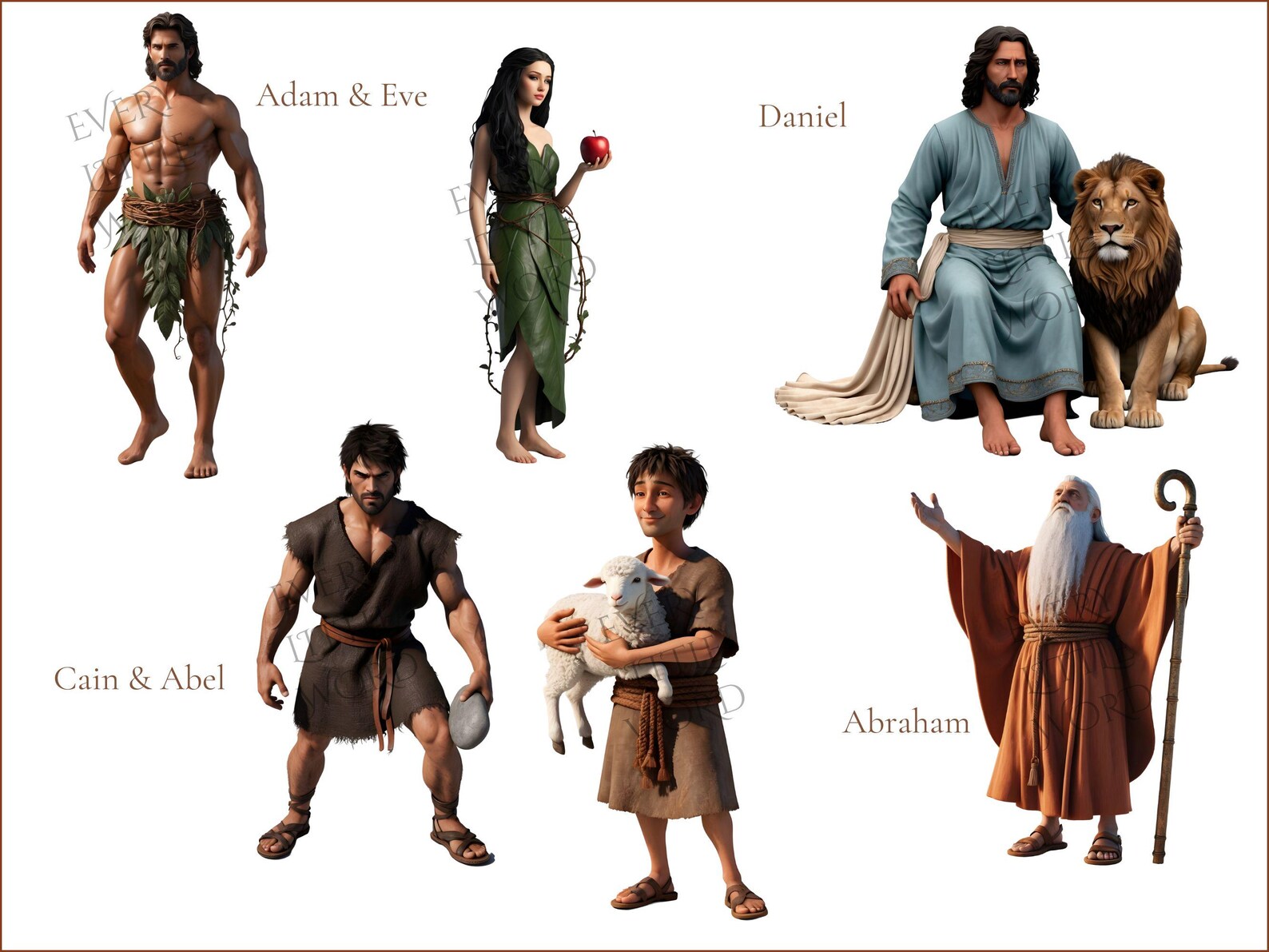Biblical Characters Clipart Bundle, Bible Stories, Biblical People ...
