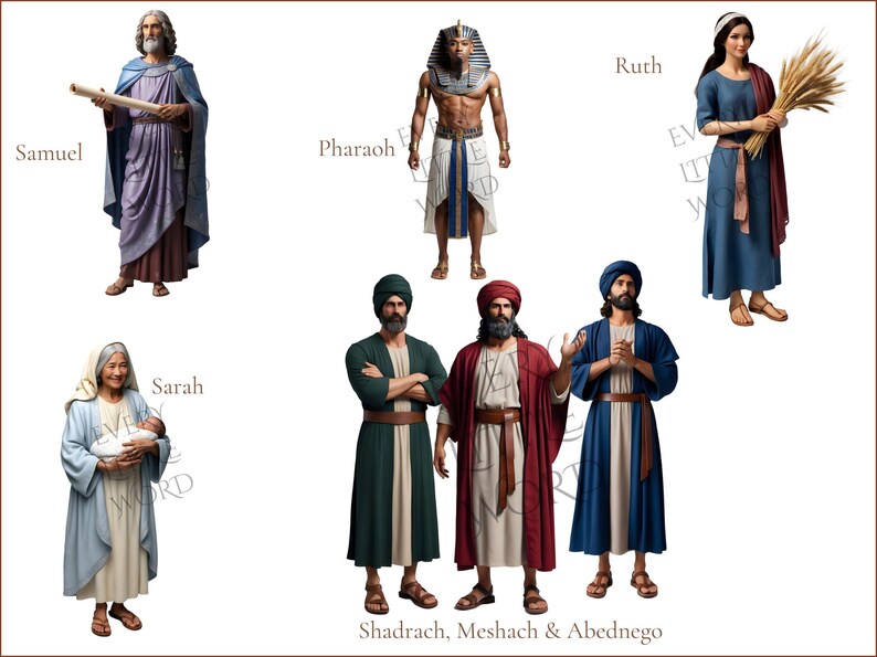 Biblical Characters Clipart Bundle, Bible Stories, Biblical People ...