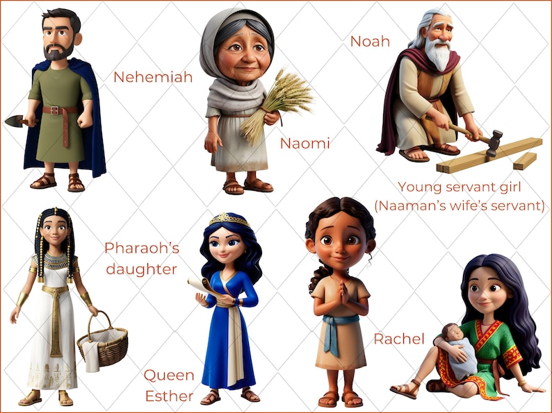 Biblical Characters Clipart Bundle, Bible Stories, Biblical People ...