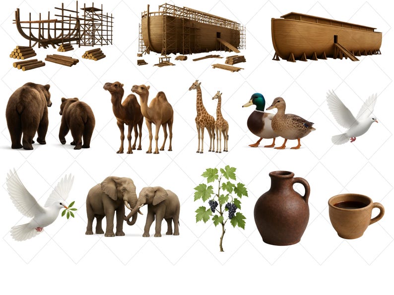 Noah’s Ark Bible Story Clipart, the Flood, Noah & Sons, Genesis Clipart ...