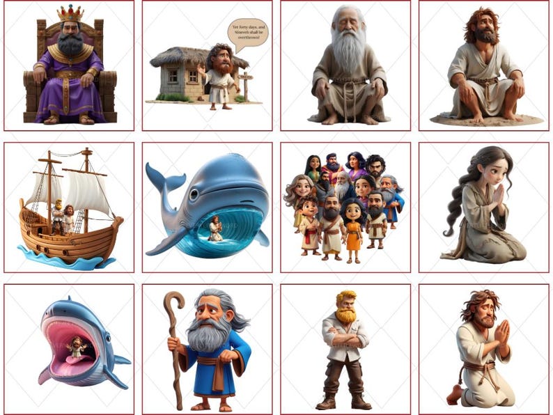 Jonah and the Whale Children's Clipart Bundle, Digital Download, Bible ...