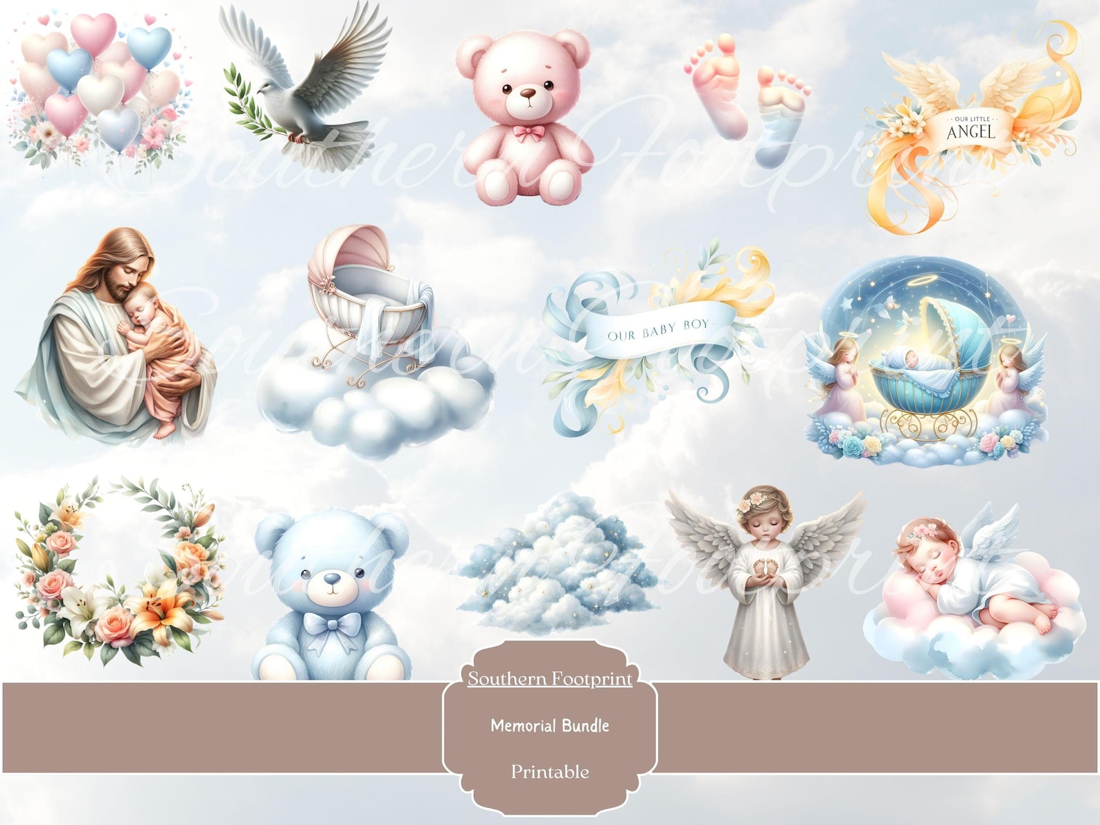 Memorial Backgrounds and Memorial Clipart for Baby, Heaven Backgrounds ...