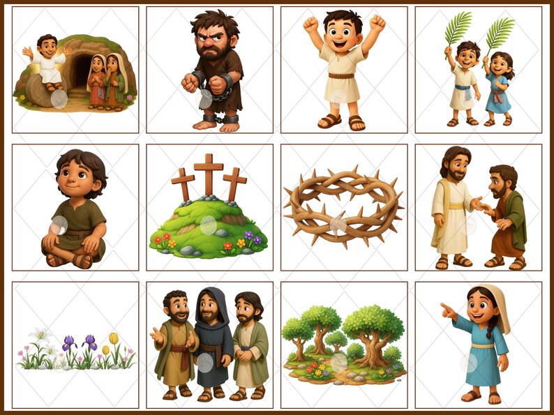 57 Easter Story Clip Art, Crucifixion & Bible Story Graphics, Holy Week ...