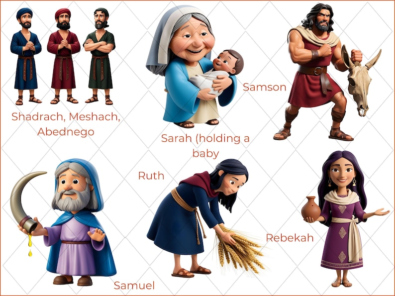 Biblical Characters Clipart Bundle, Bible Stories, Biblical People ...