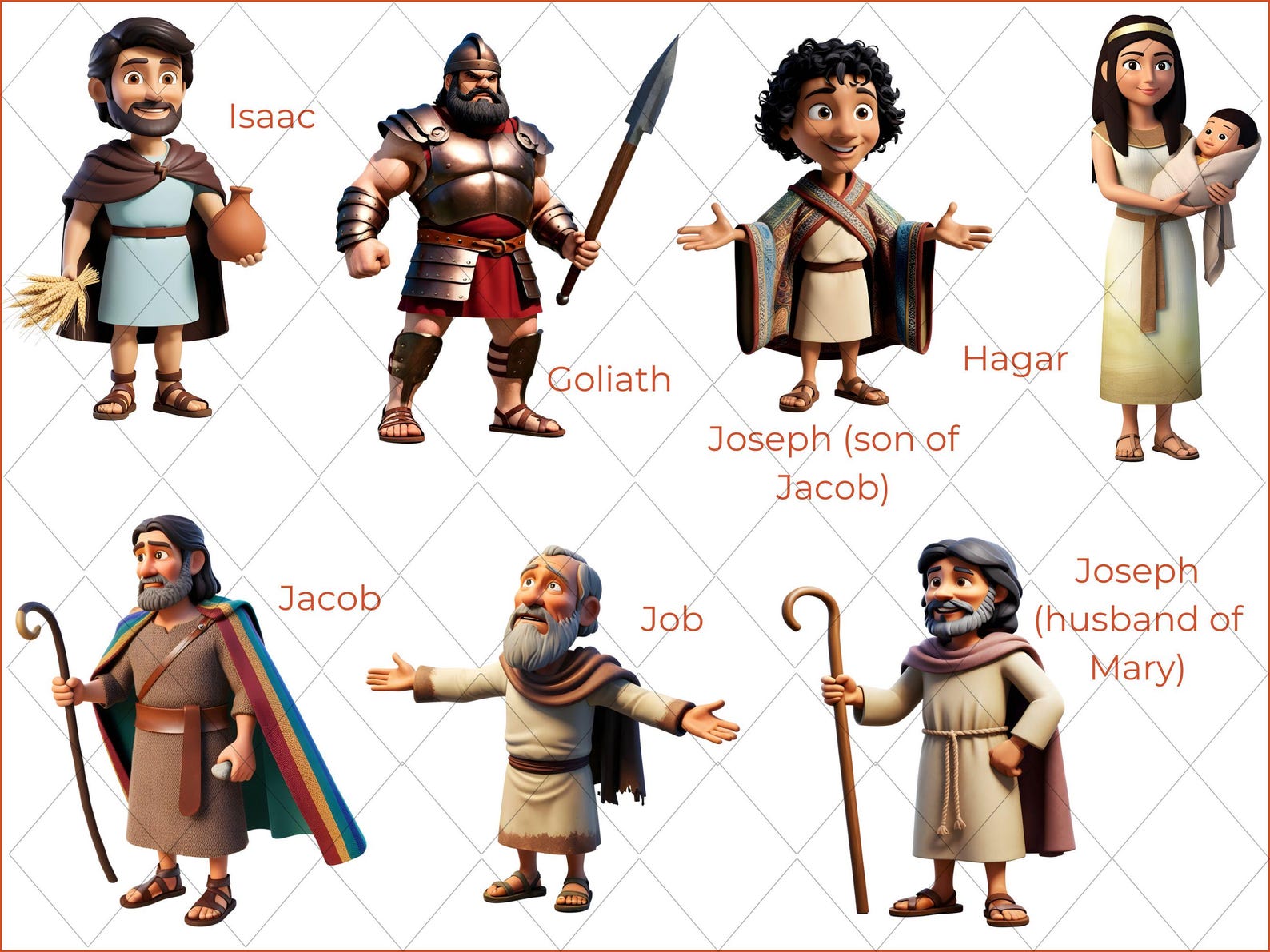 Biblical Characters Clipart Bundle, Bible Stories, Biblical People ...
