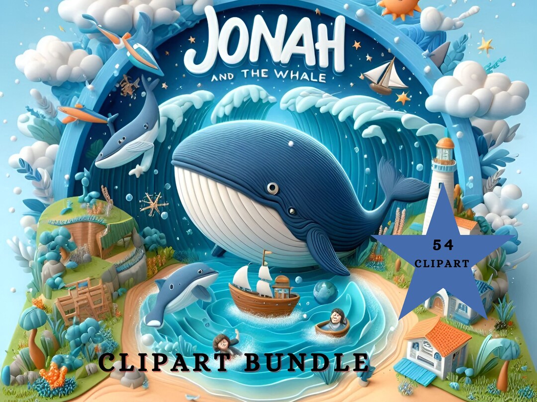 Jonah and the Whale Children's Clipart Bundle, Digital Download, Bible ...