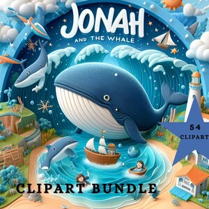 Jonah and the Whale Children's Clipart Bundle, Digital Download, Bible ...