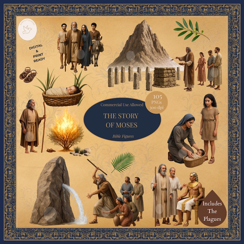 Moses Clipart – Birth to Tabernacle, Bible Story Clip Art, Old ...