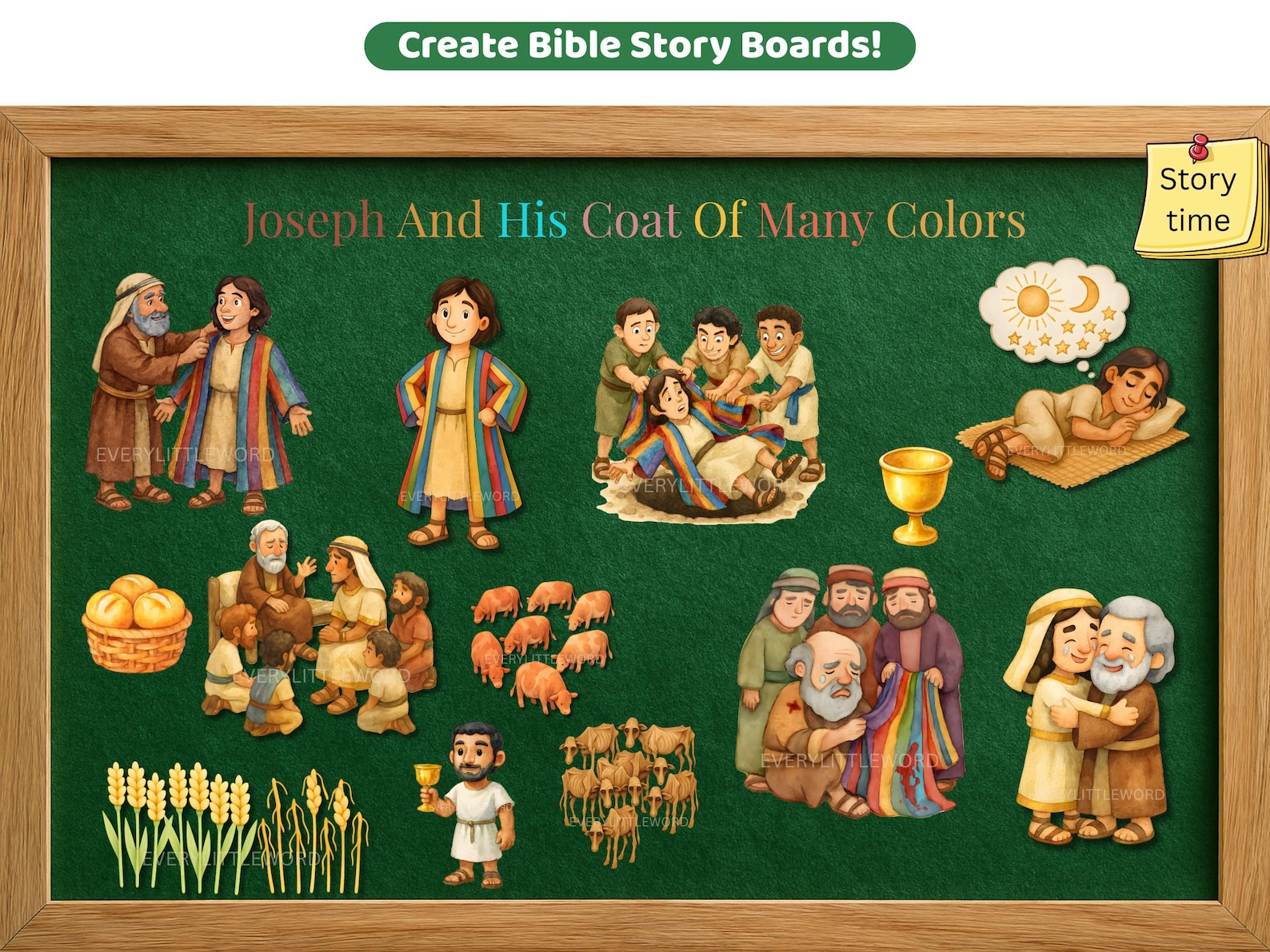 Joseph Bible Story Clipart, Coat of Many Colors, Sunday School ...