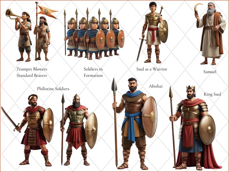 Old Testament Warriors Clipart Bundle, Soldiers and Heroes From the ...