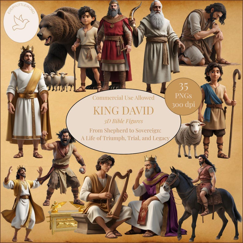 KING DAVID Bible Clipart Bundle – Old Testament Characters | Bible ...
