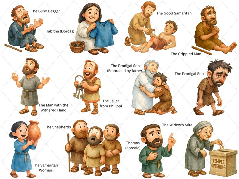 New Testament Clipart Bundle, Watercolor Bible Clipart, Biblical People ...
