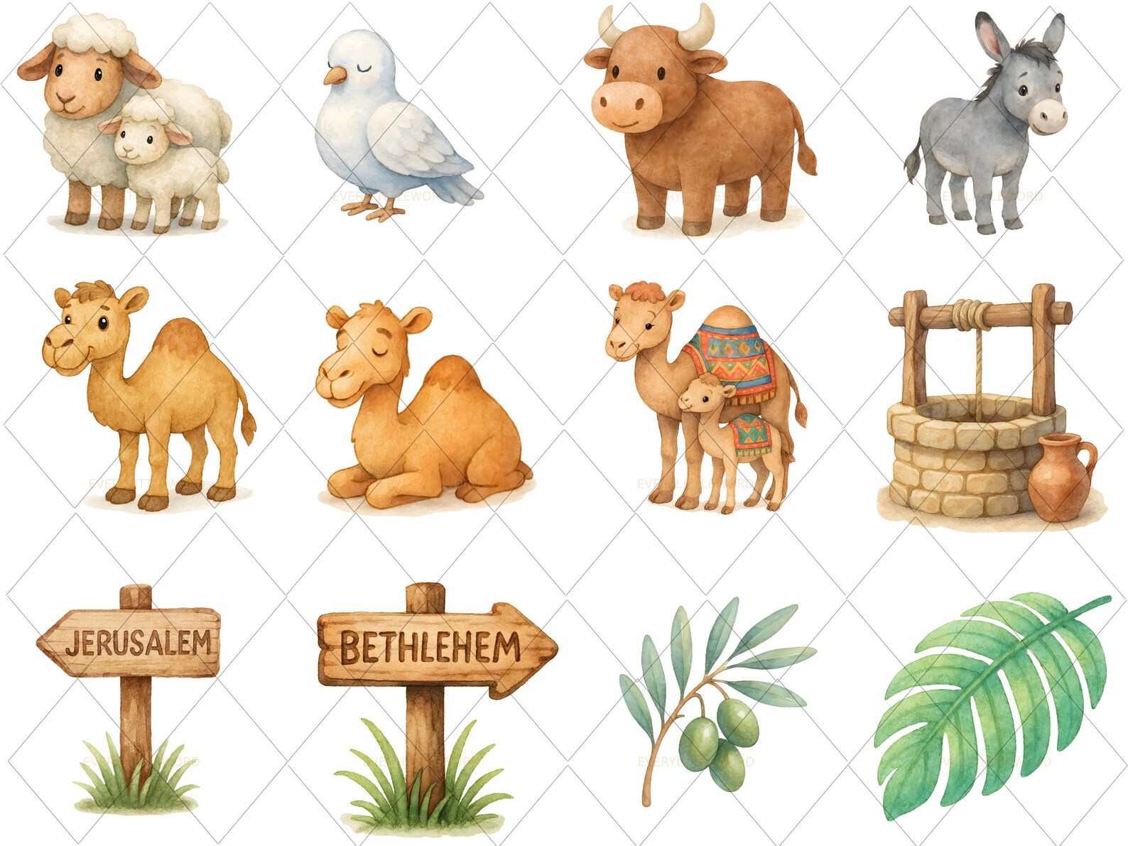Birth of Jesus Clipart Bundle, Nativity Clip Art, Bible Characters PNG ...