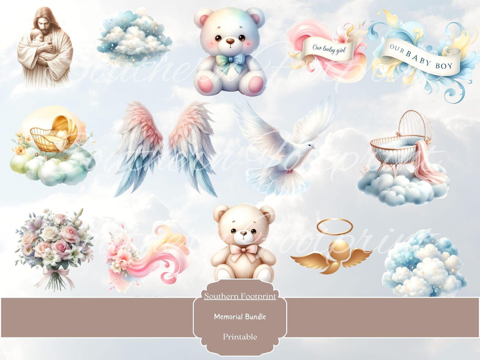 Memorial Backgrounds and Memorial Clipart for Baby, Heaven Backgrounds ...