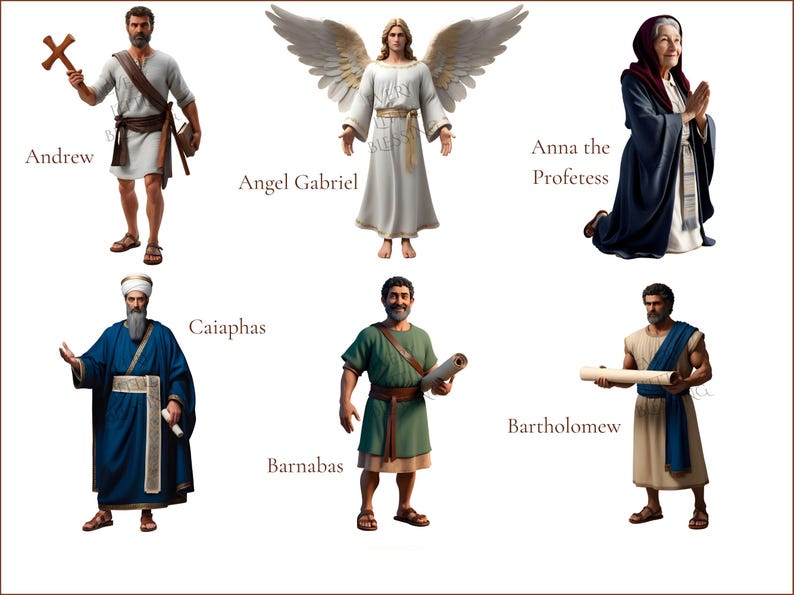 Biblical Characters Clipart Bundle, Bible Stories, Biblical People ...