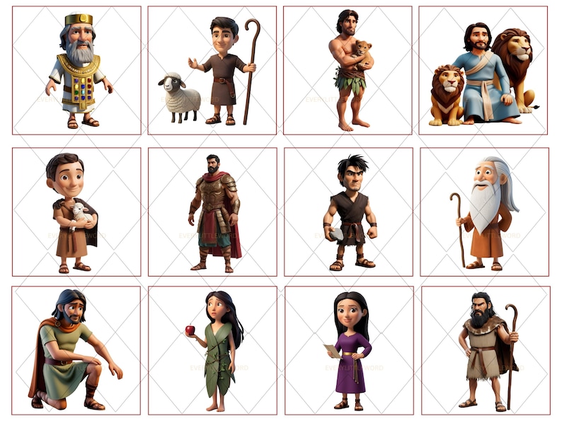 Biblical Characters Clipart Bundle, Bible Stories, Biblical People ...