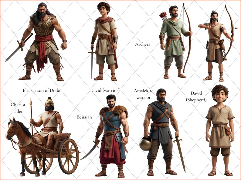 Old Testament Warriors Clipart Bundle, Soldiers and Heroes From the ...
