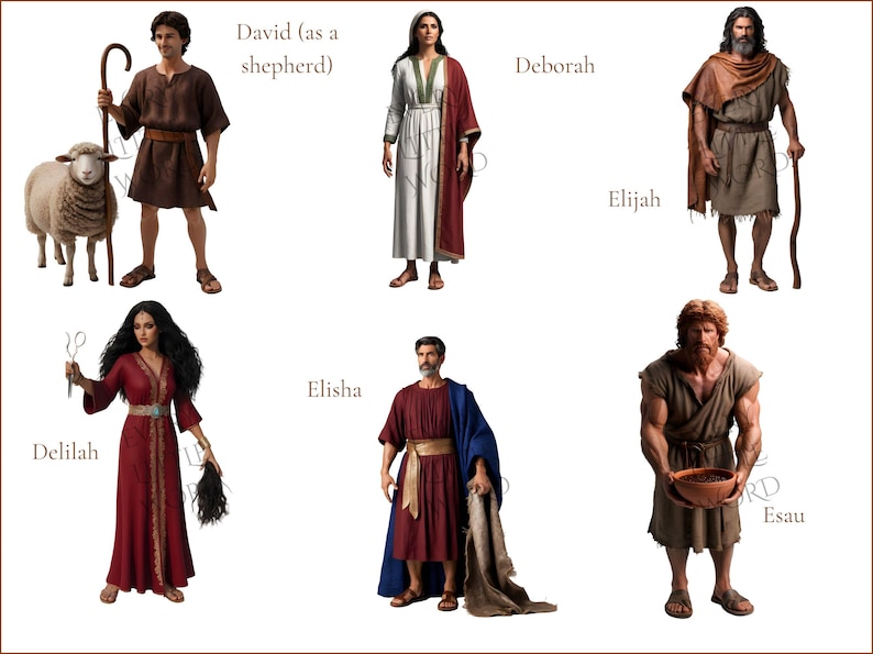 Biblical Characters Clipart Bundle, Bible Stories, Biblical People ...