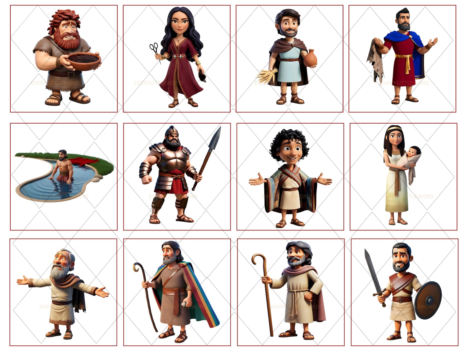 Biblical Characters Clipart Bundle, Bible Stories, Biblical People ...