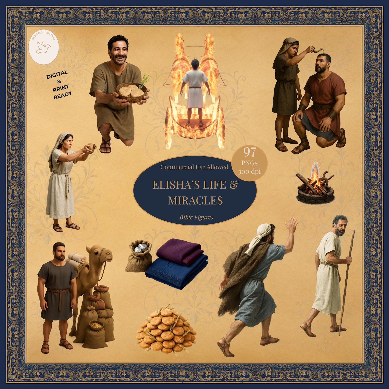 Elisha Bible Story Clipart, Life & Miracles of Elisha, Old Testament ...
