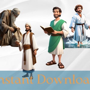 Biblical Characters Clipart Bundle, Bible Stories, Biblical People ...