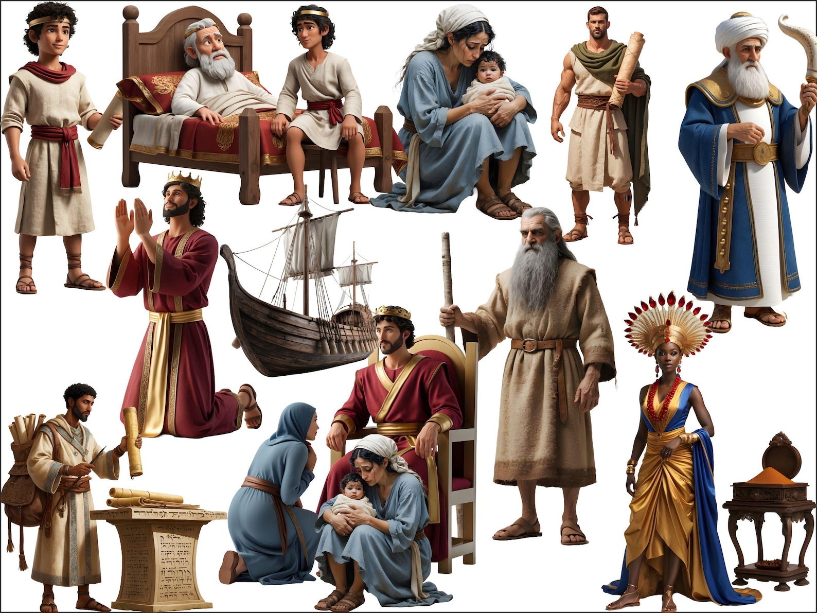The Story of King Solomon Clipart Bundle – Solomon's Temple, Queen of ...
