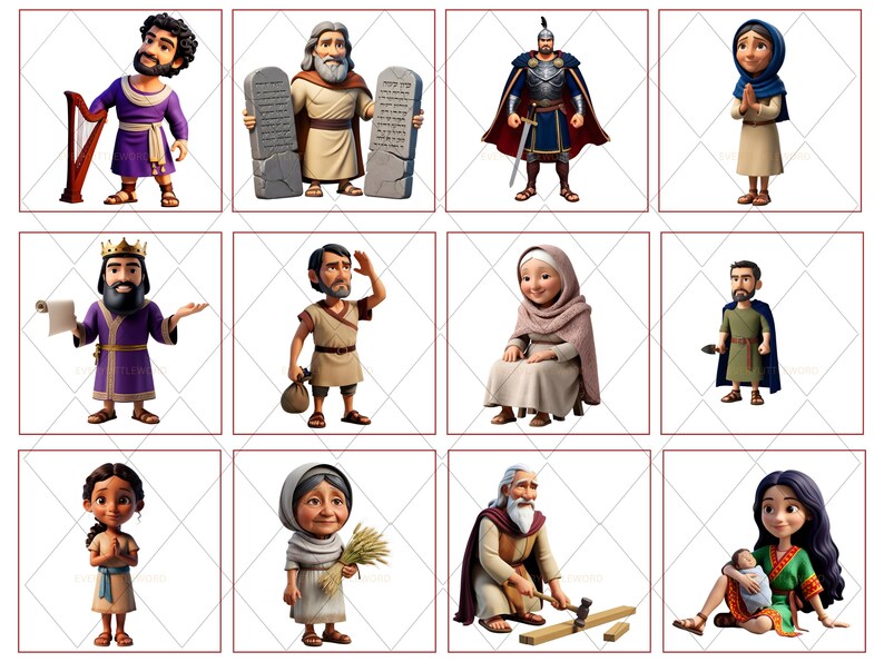 Biblical Characters Clipart Bundle, Bible Stories, Biblical People ...