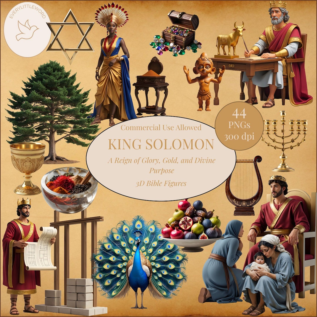 The Story of King Solomon Clipart Bundle – Solomon's Temple, Queen of ...