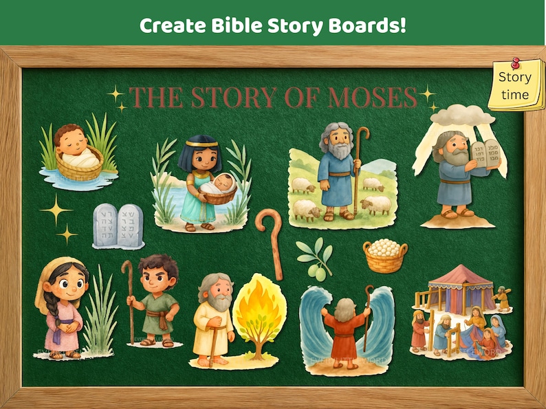 Moses Clipart Set – Old Testament PNG, Watercolor Biblical People ...
