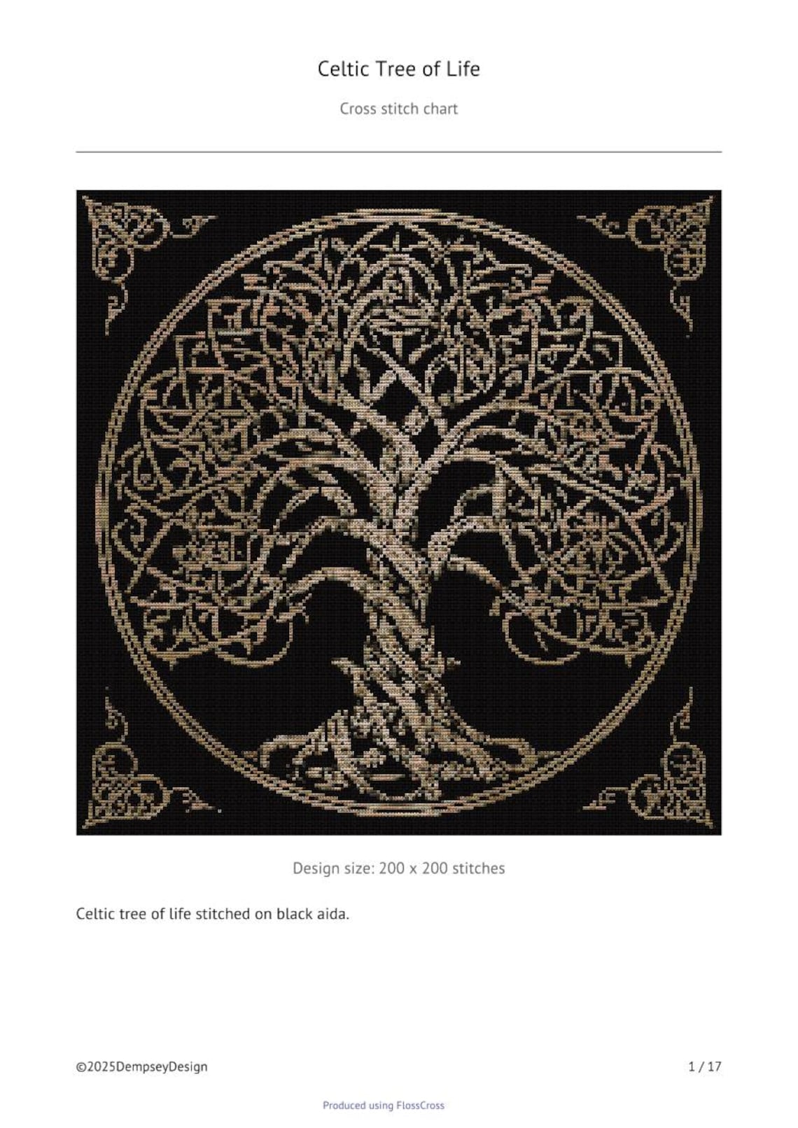 Celtic Tree of Life Cross Stitch Pattern: Antique Design (PDF Pattern ...