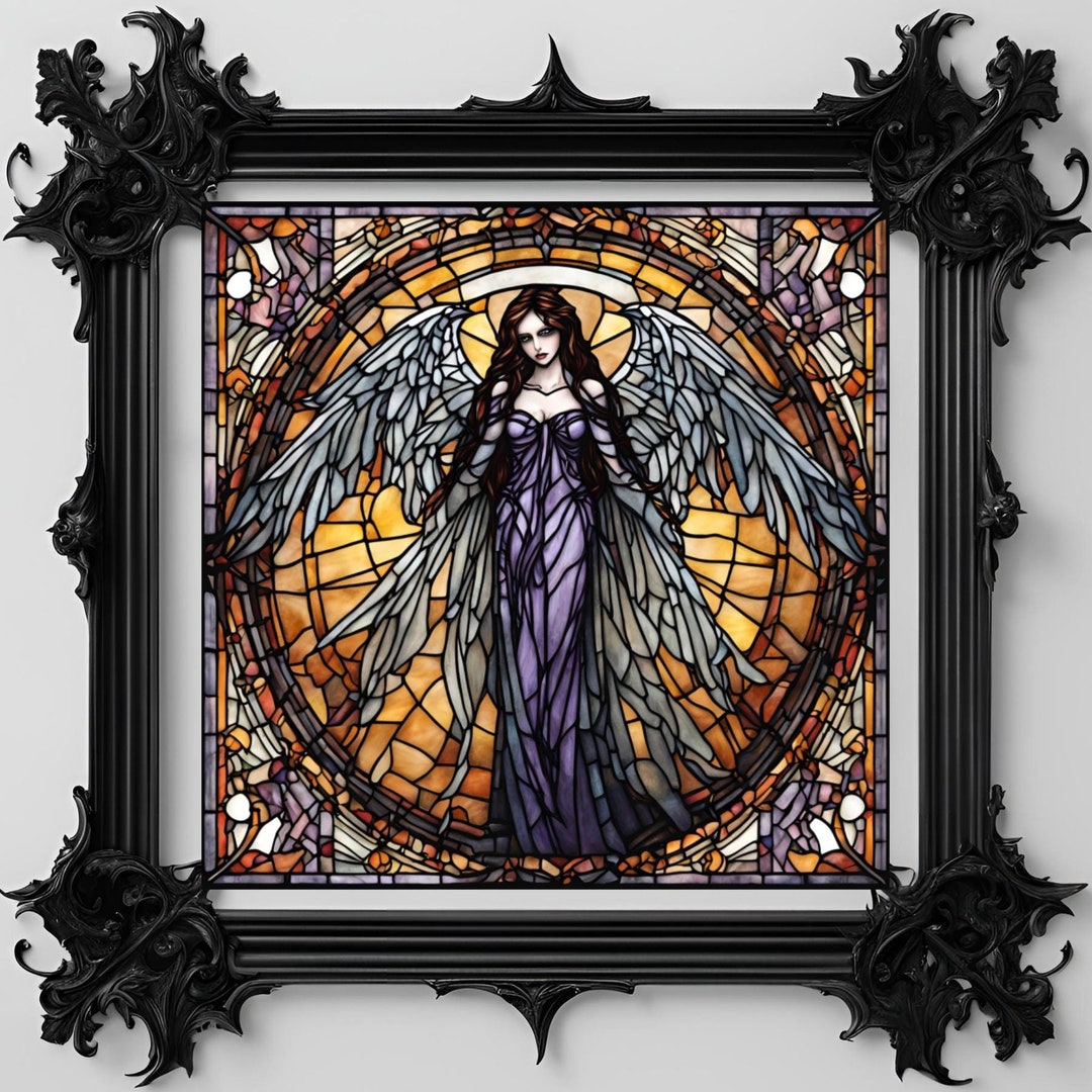 Stained Glass Effect Goth Angel. Wonderful Cross Stitch PDF Pattern ...
