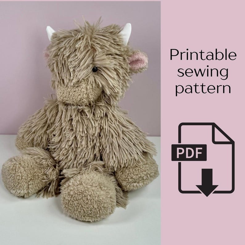 Highland Cow Sewing Pattern: Stuffed Animal Toy (PDF Pattern) - Etsy
