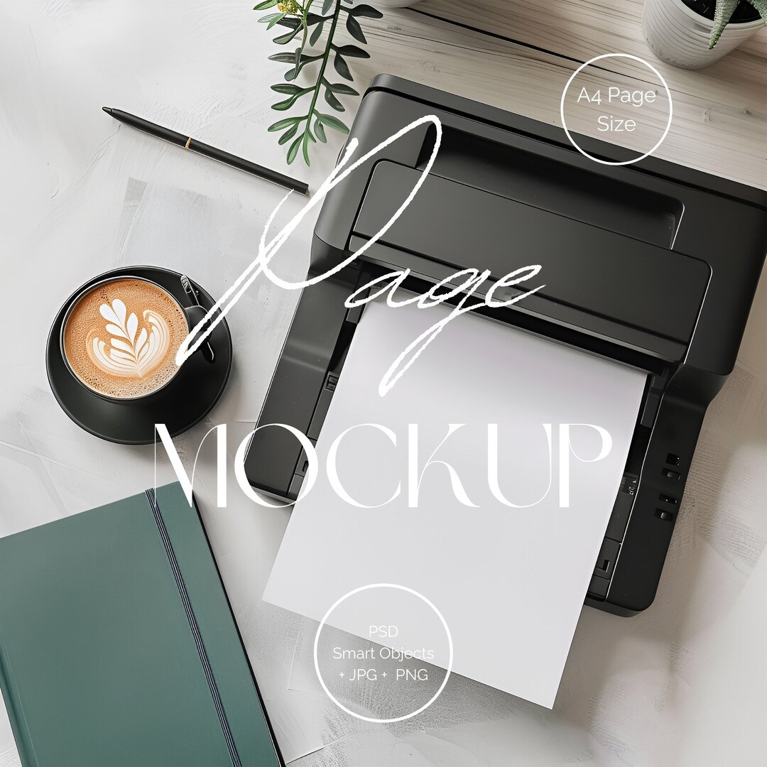 Printer Page Mockup | A4 Page Mockup | Printer and Paper Printing ...