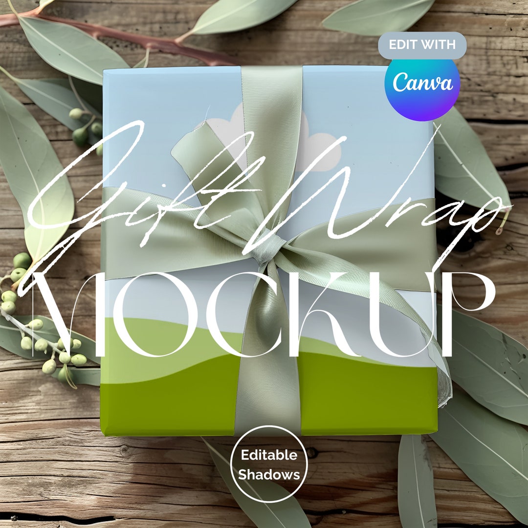 Canva Gift Wrap Mockup | Wrapping Paper Mockup | Gift Box Mockup ...