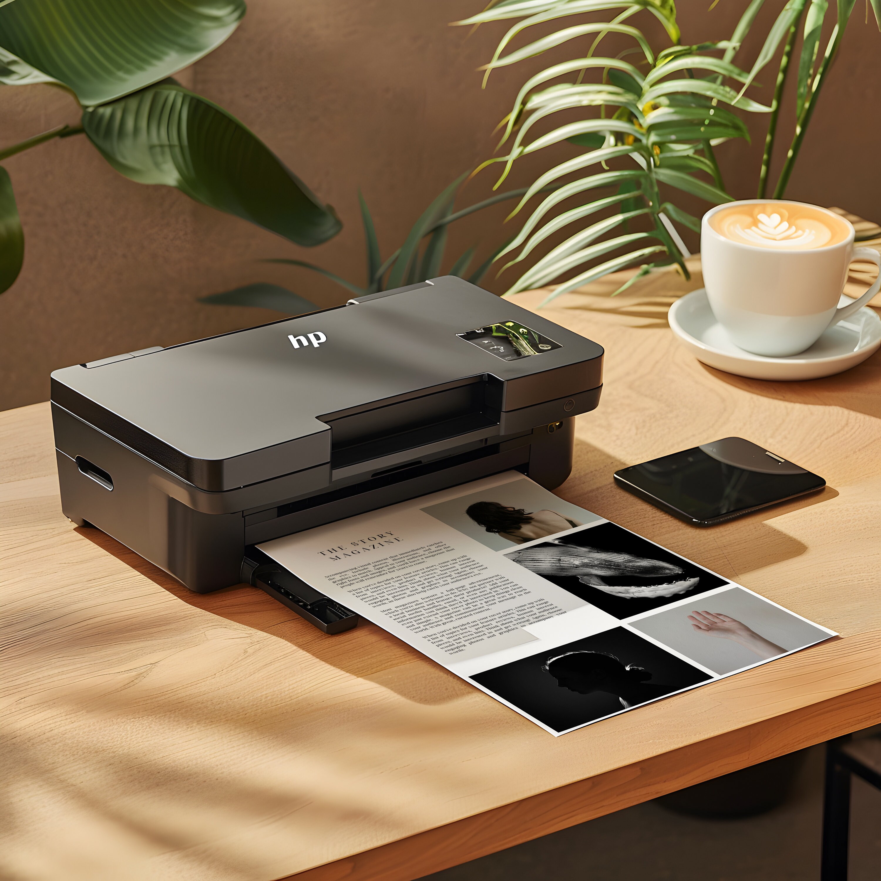 Printer Flat Lay Mockup | Printer and Paper Sheet Mockup, Home Printer ...