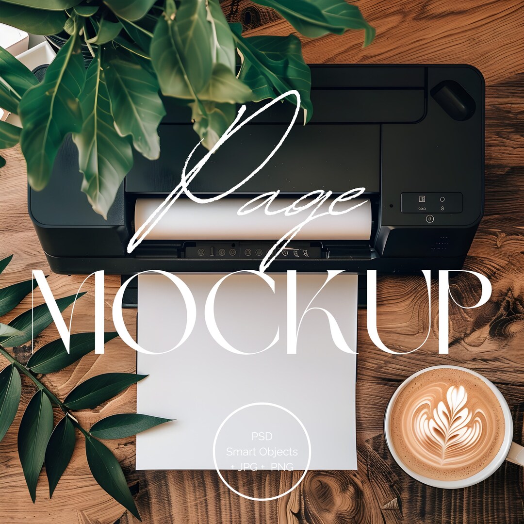 Printer Flat Lay Mockup | Printer and Paper Sheet Mockup, Home Printer ...