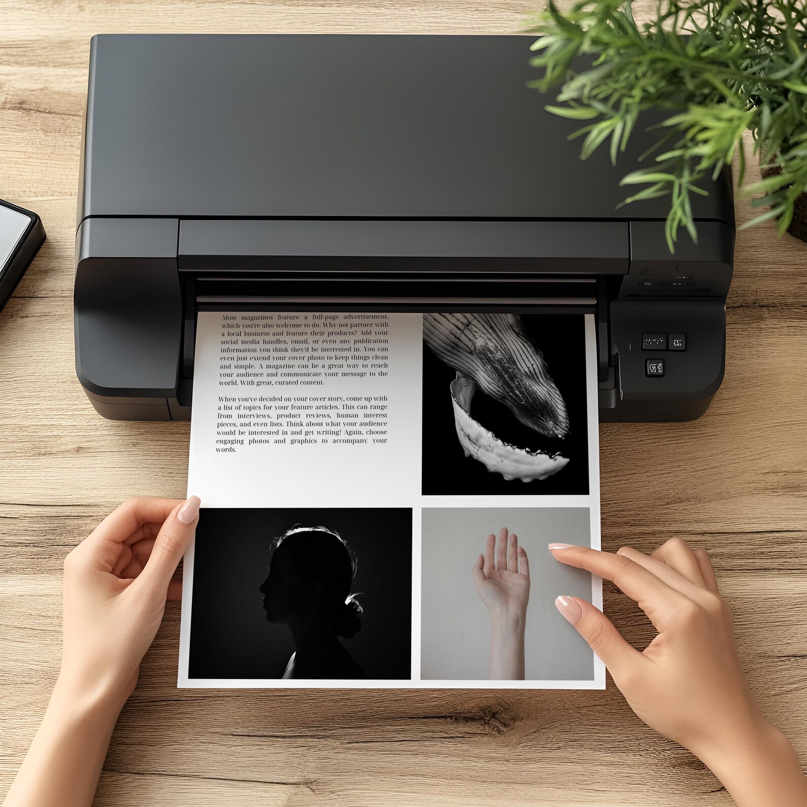Printer Mockup With Hands | A4 Printer Mockup | Printer Flat Lay ...