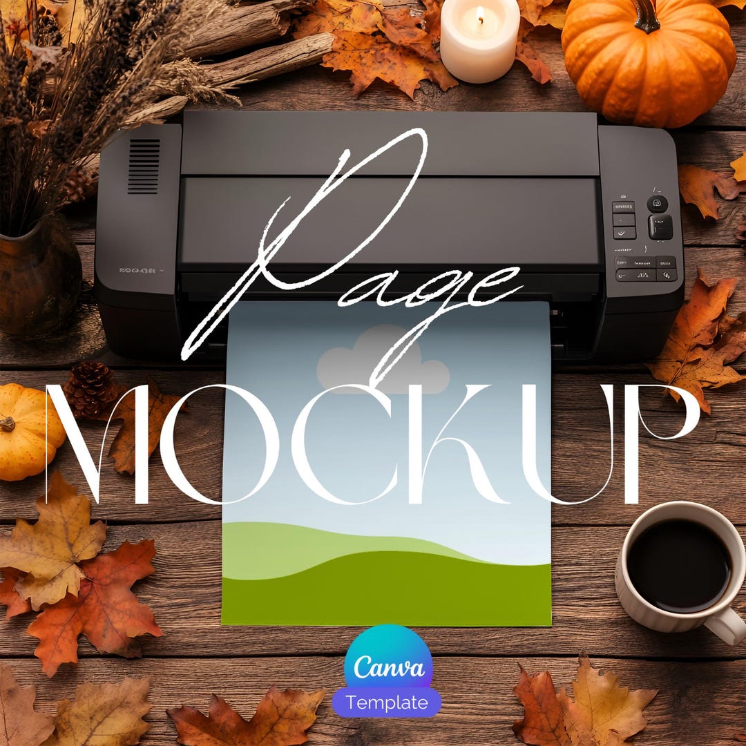 Autumn Printer Mockup Canva Template | A4 Page Mockup | Printer ...