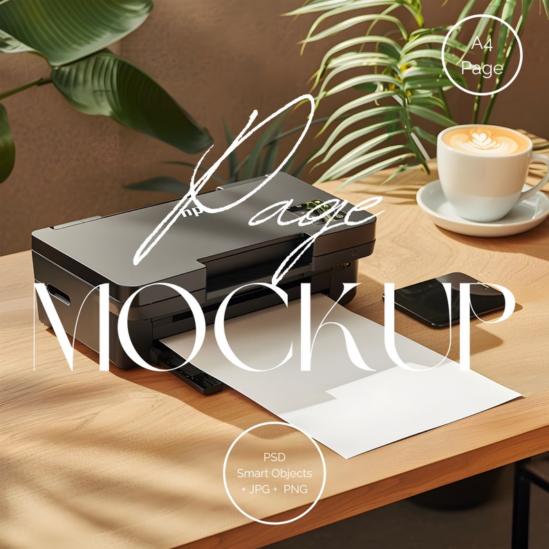 Printer Flat Lay Mockup | Printer and Paper Sheet Mockup, Home Printer ...