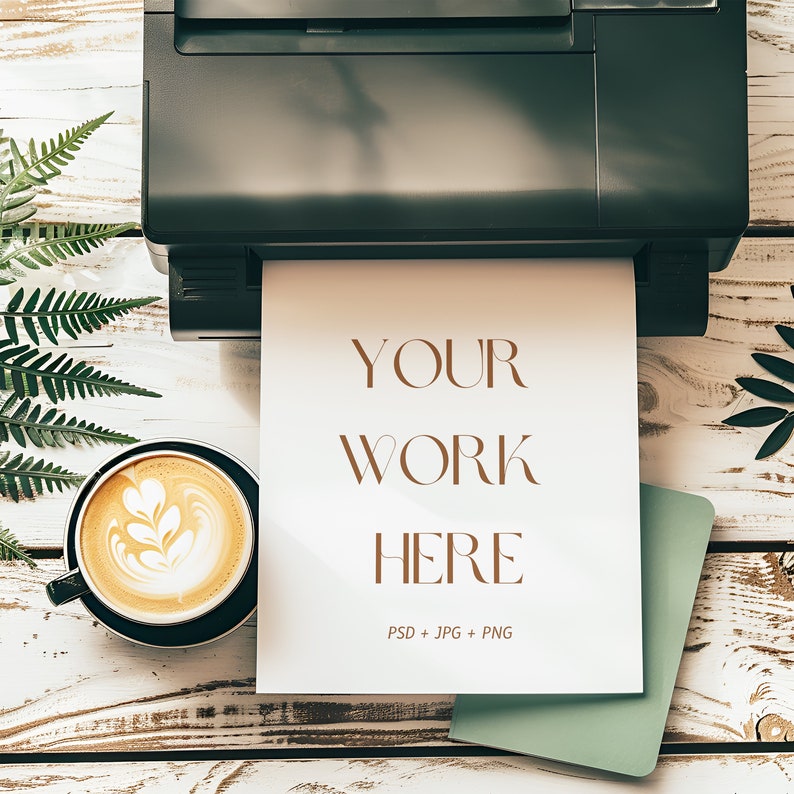 A4 Printer Mockup | Printer Flat Lay | Printer Mockup | Rustic ...