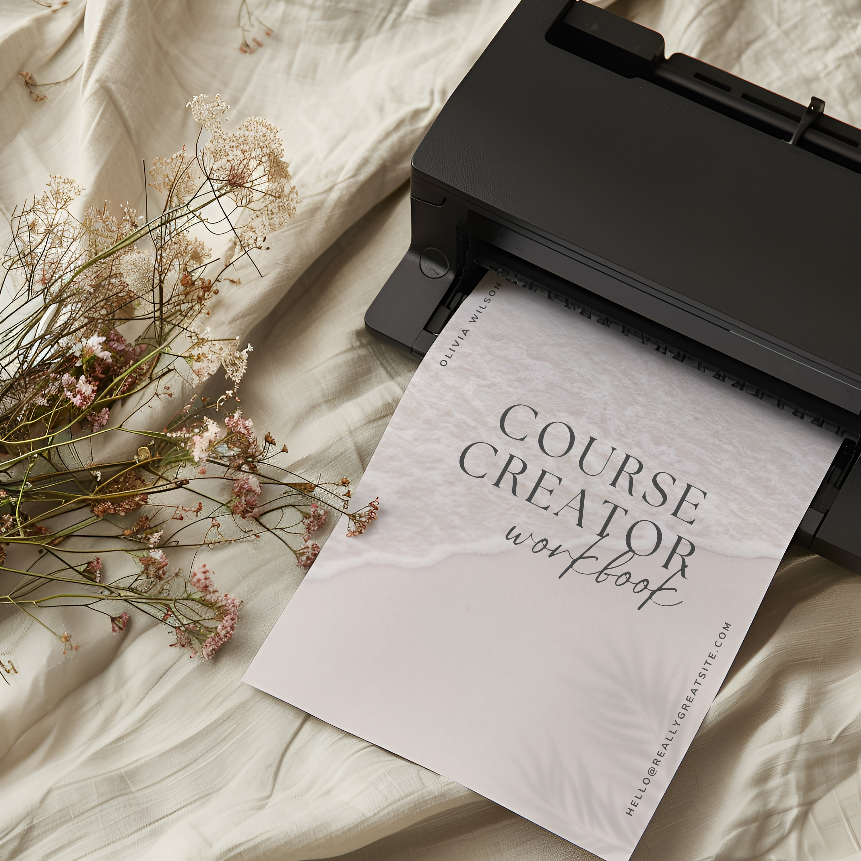 Printer Flat Lay Mockup, Printer and Paper Sheet Mockup, Home Printer ...