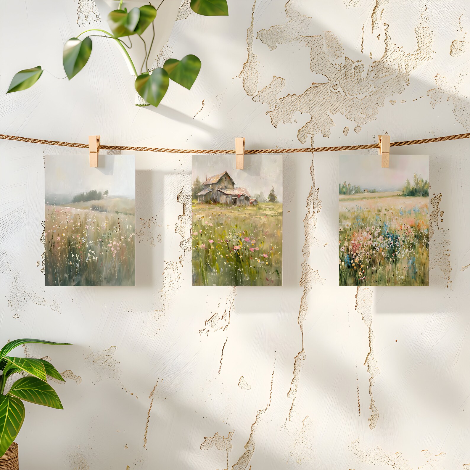 5x7 Card Mockup | Three Card Mockup | Hanging Cards on Pegs | Cards on ...