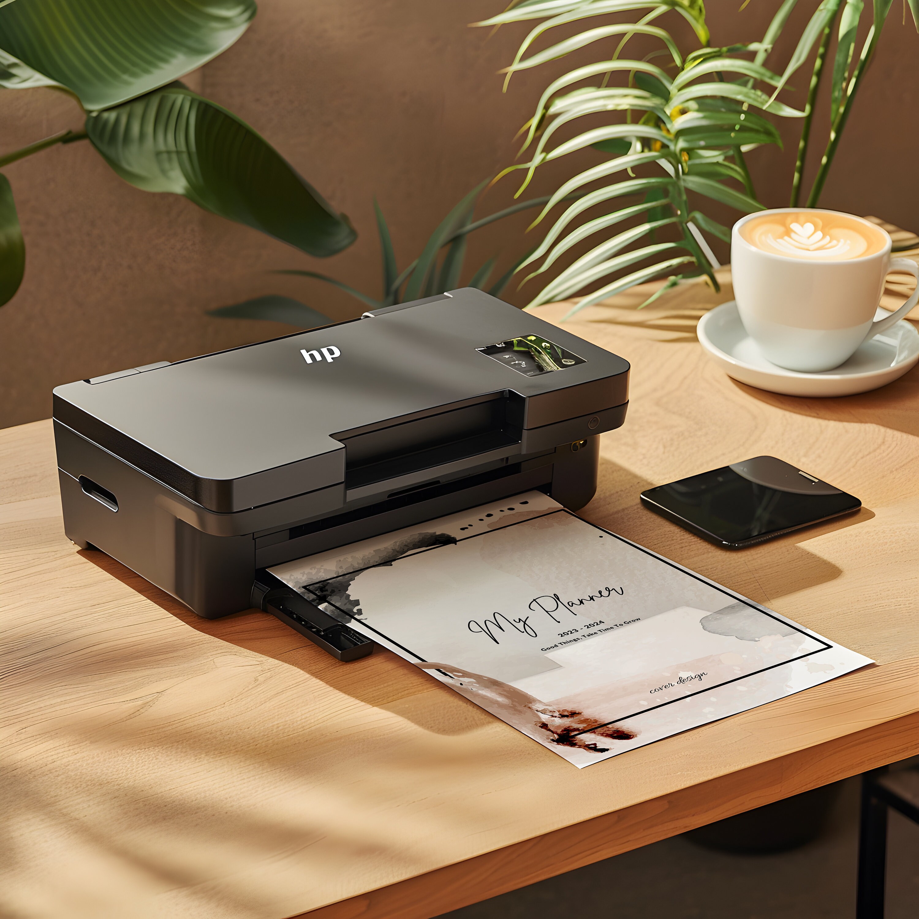 Printer Flat Lay Mockup | Printer and Paper Sheet Mockup, Home Printer ...