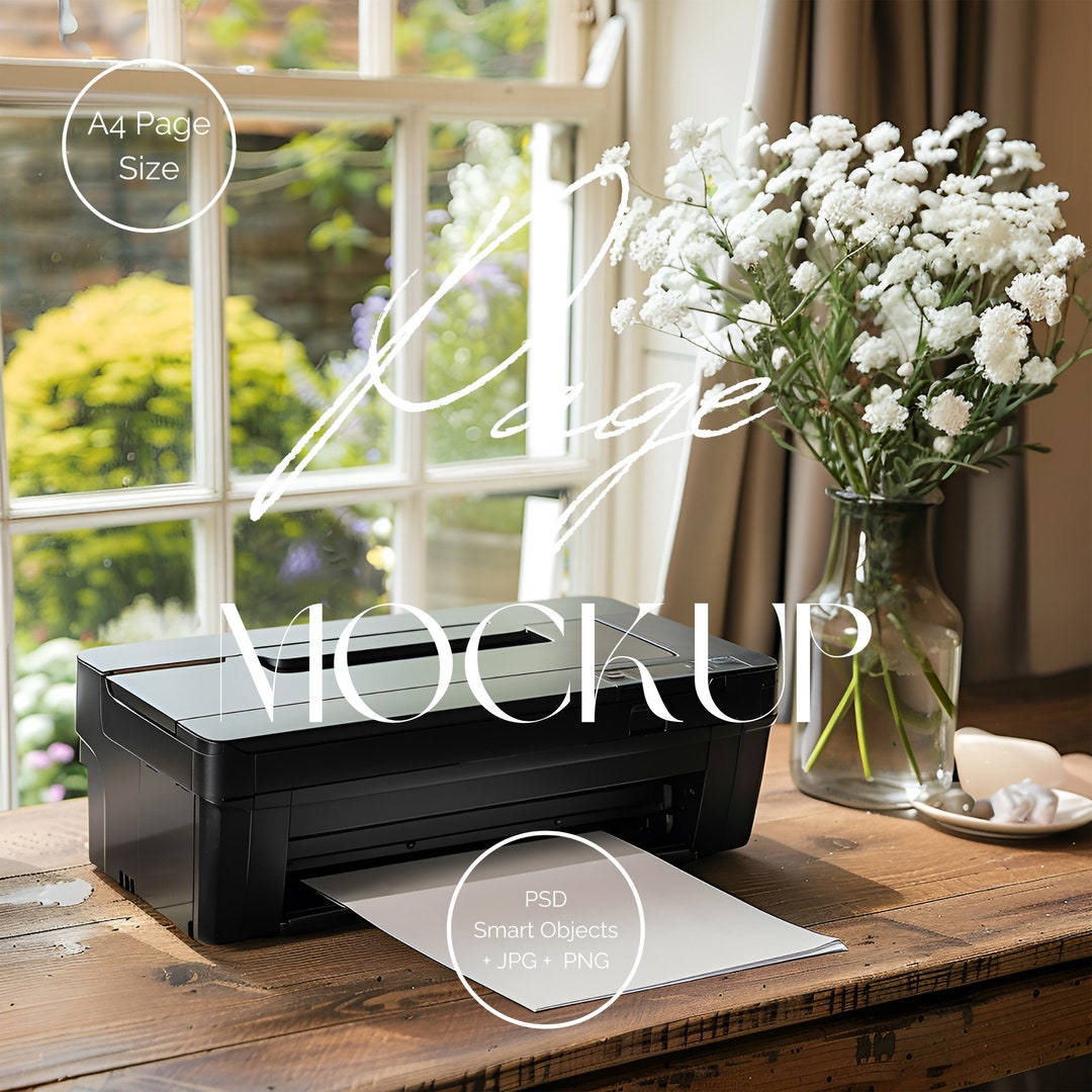 Printer Page Mockup | Printed Paper Mockup | Farmhouse Mockup | Office ...