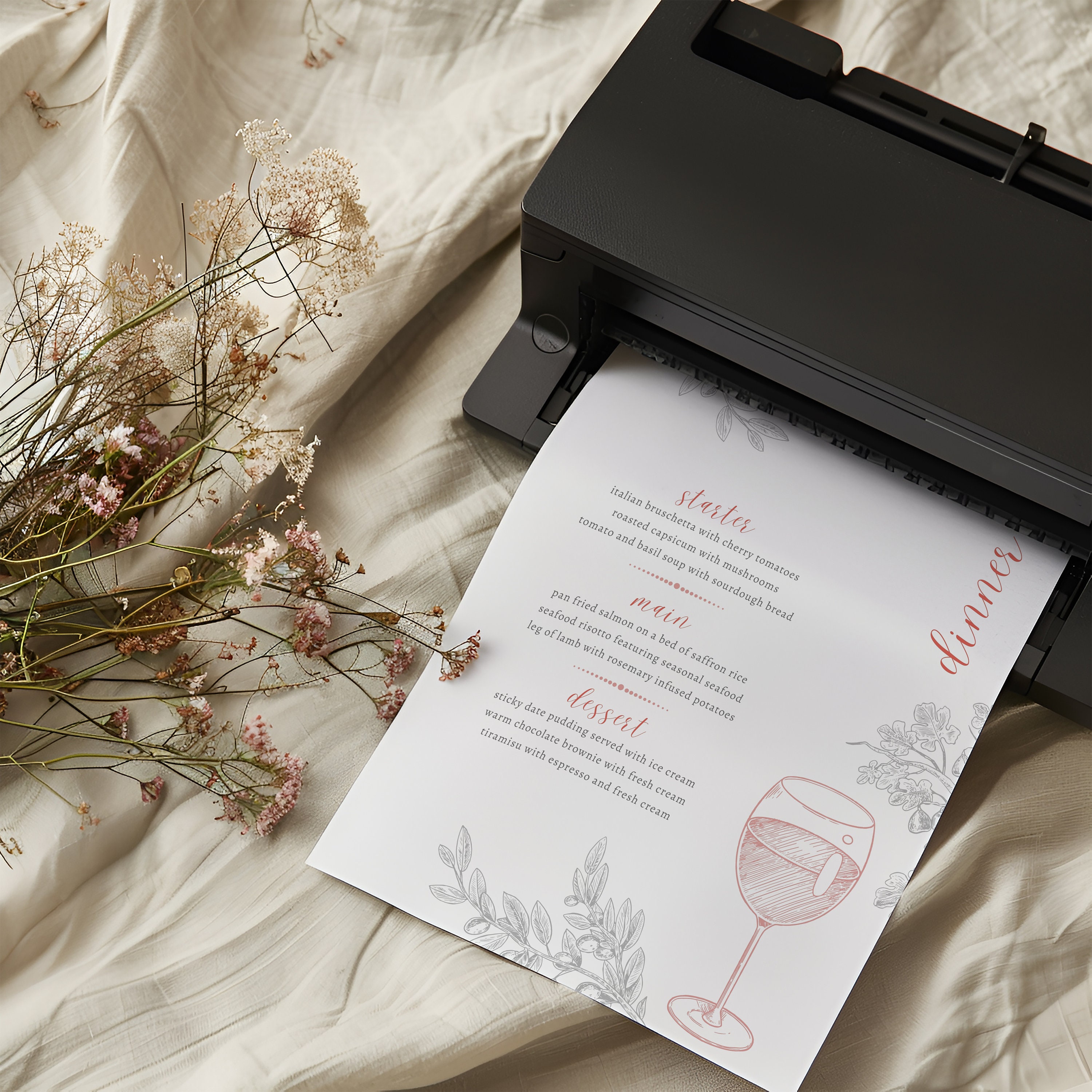 Printer Flat Lay Mockup, Printer and Paper Sheet Mockup, Home Printer ...