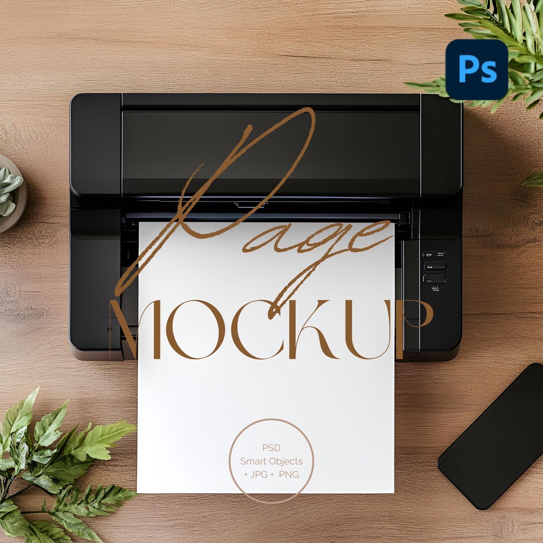 A4 Page Mockup - Printer Mockup - PSD Printer Mockup - Desk Printer ...