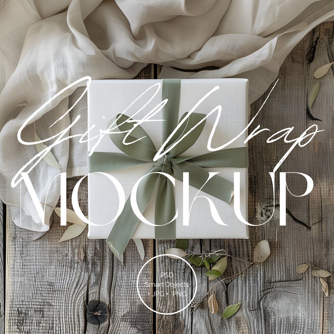 Gift Wrap Mockup | Wrapping Paper Mockup | Gift Box Mockup | Wrapped ...
