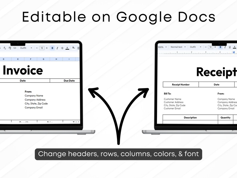 Invoice Template and Receipt Template Bundle. Google Sheets/docs ...