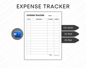 Expense Tracker, Spending Tracker, Expense Log, Purchase Log, Budget ...